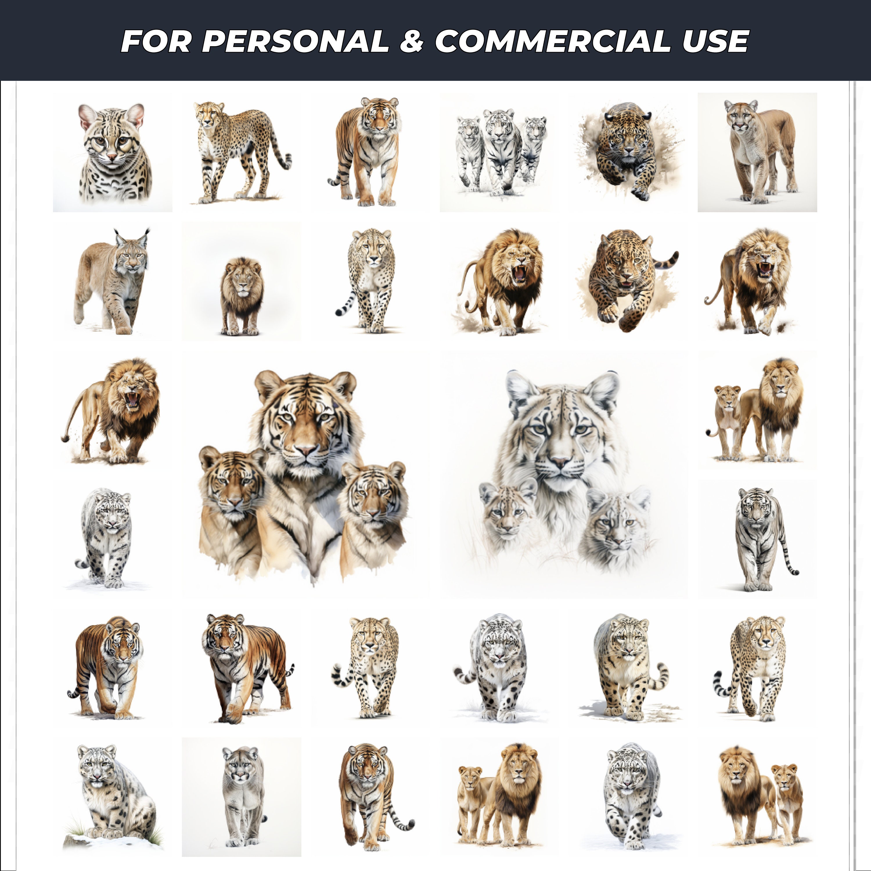 Big Wild Cats, 45 IMAGES of Wild Cats, Tigers Clipart, Lions, Female ...