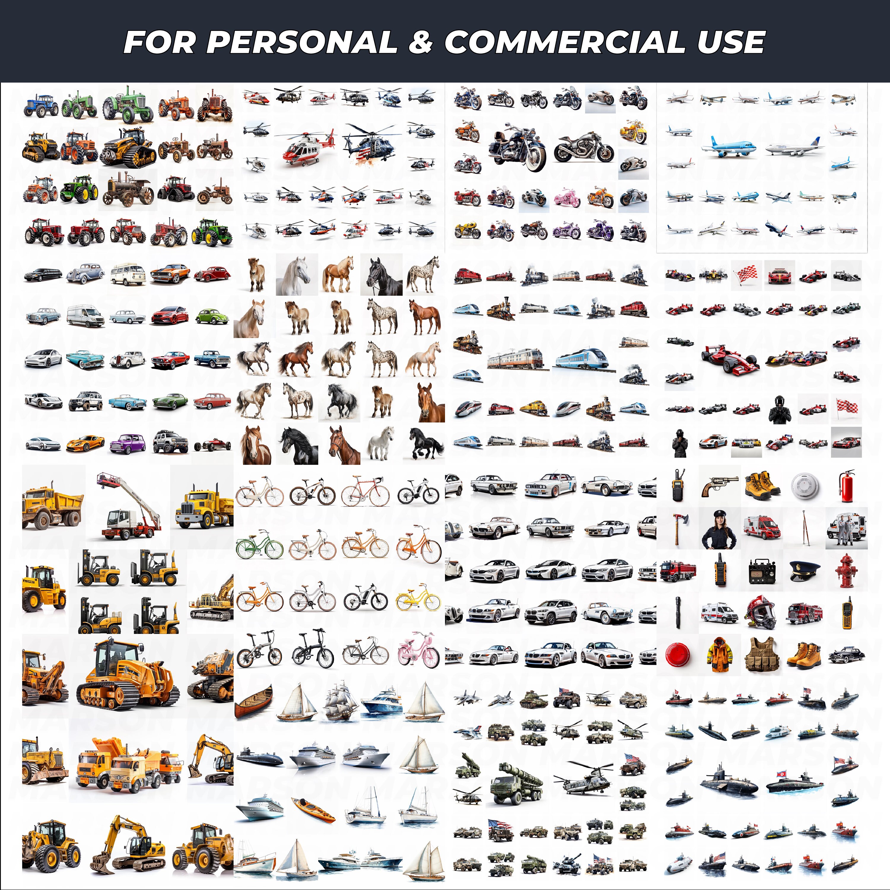 1000+ Vehicles Bundle, Ultra Bundle, Transportation Variety, Horse Png ...
