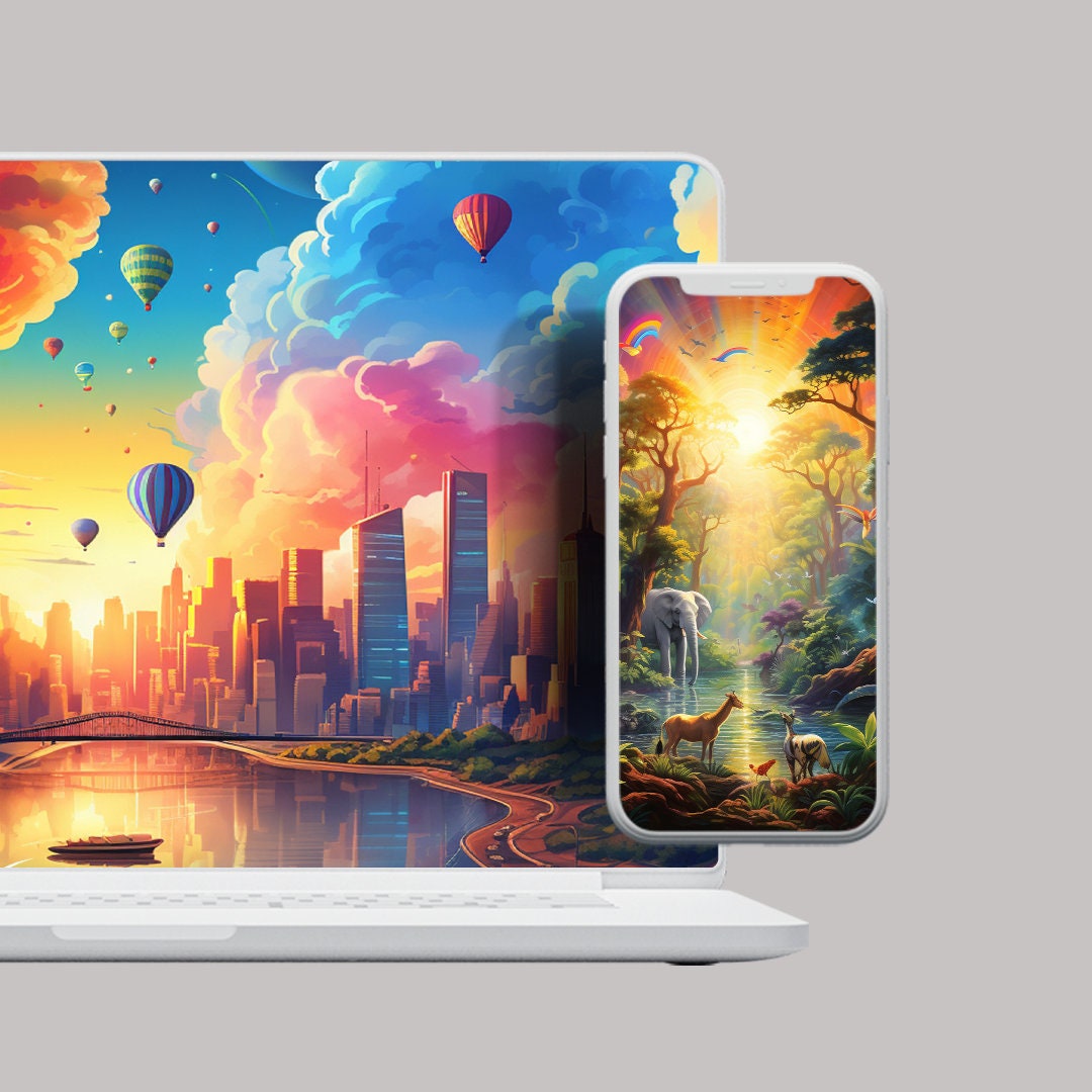 Landscape Wallpaper Patterns Bundle - City Skylines, Mountains, Rivers ...