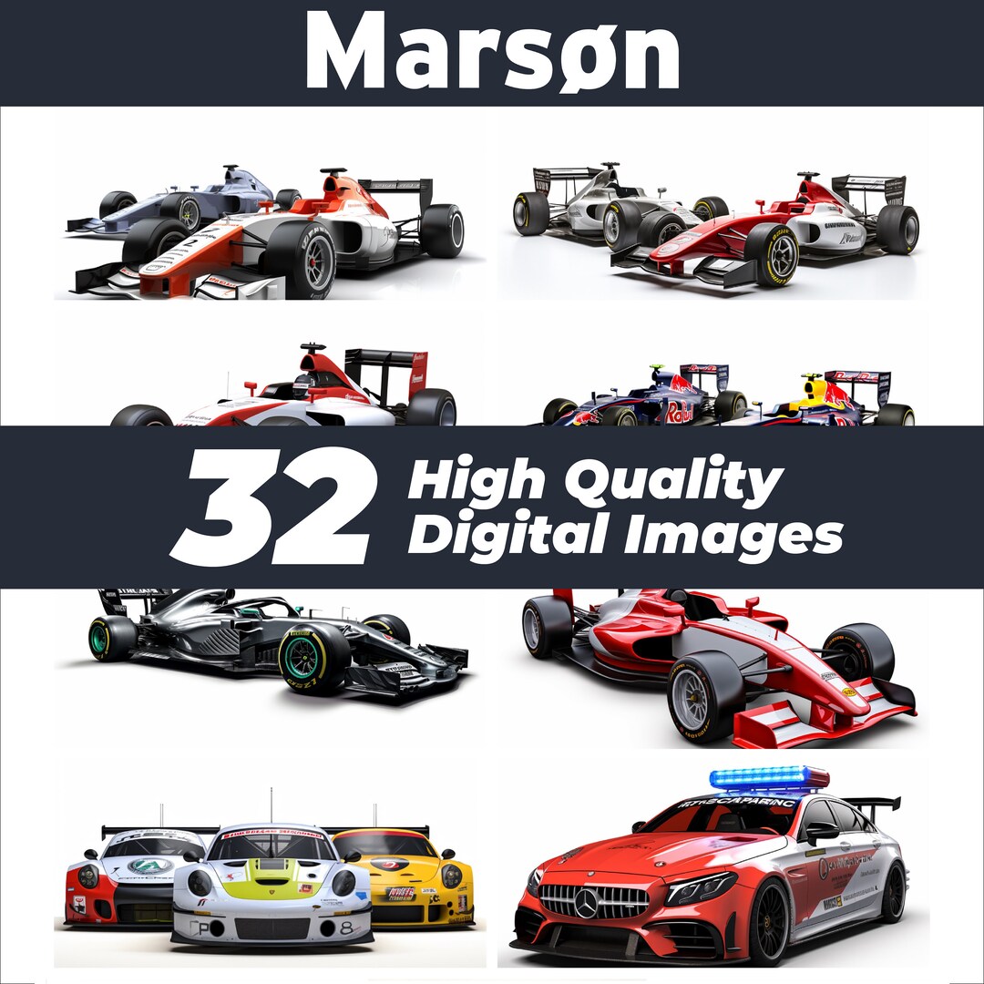 Race Car Bundle, Formula 1 Illustrations Set of 32 Png's, F1 Racing ...