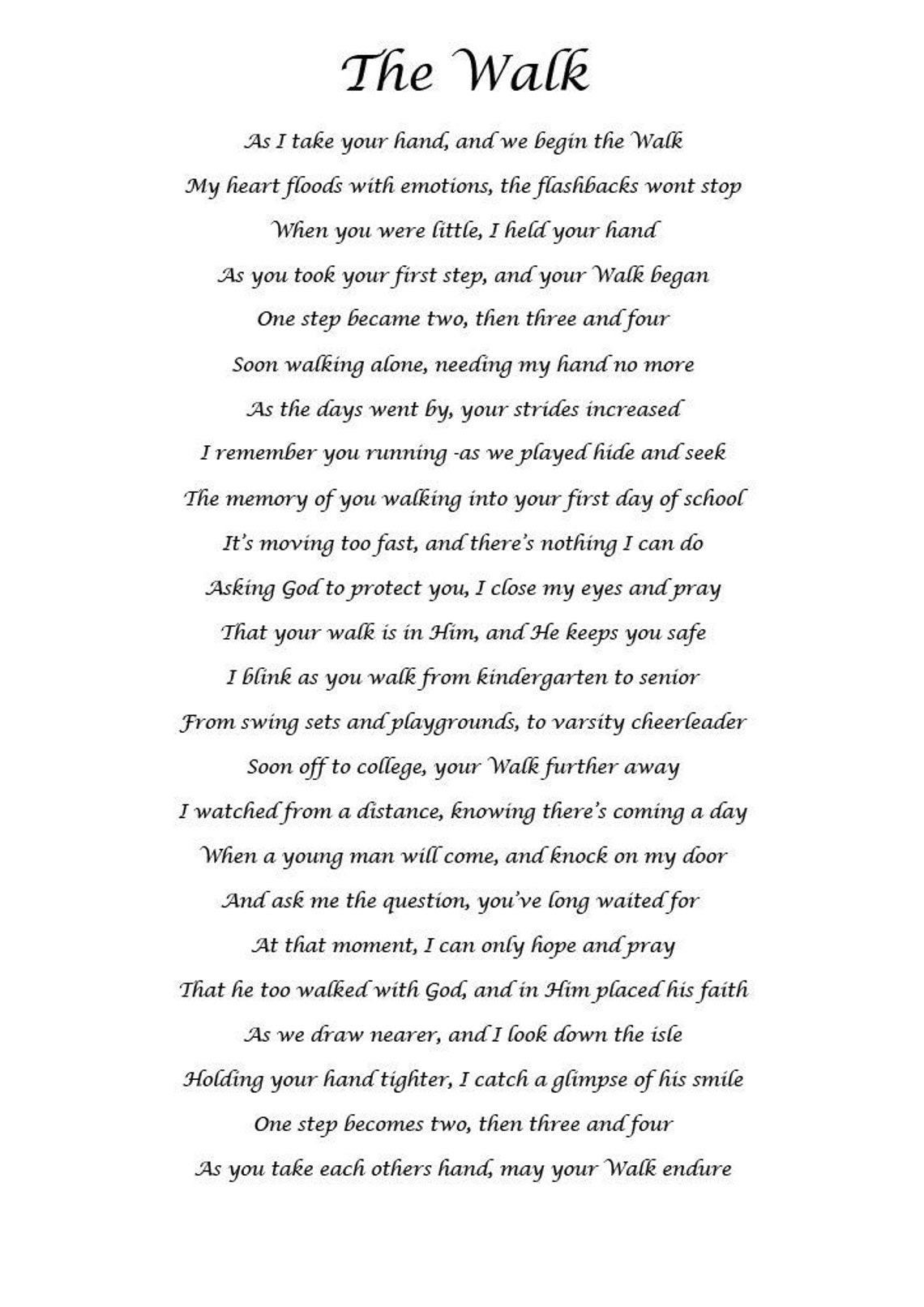 The Walk - A Wedding Poem. This Poem is a Heartfelt Reflection of Life ...