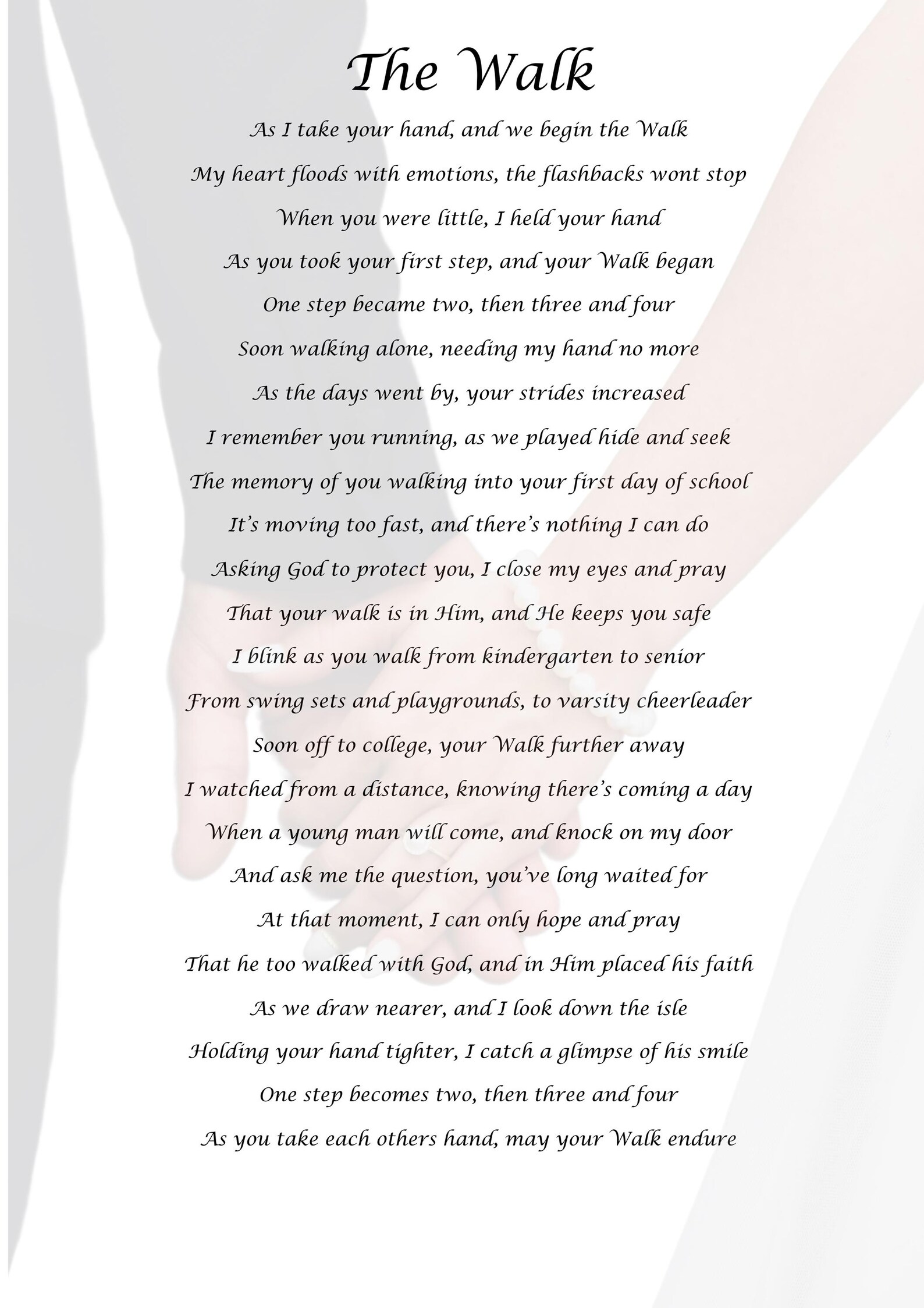 The Walk - A Wedding Poem. This Poem is a Heartfelt Reflection of Life ...