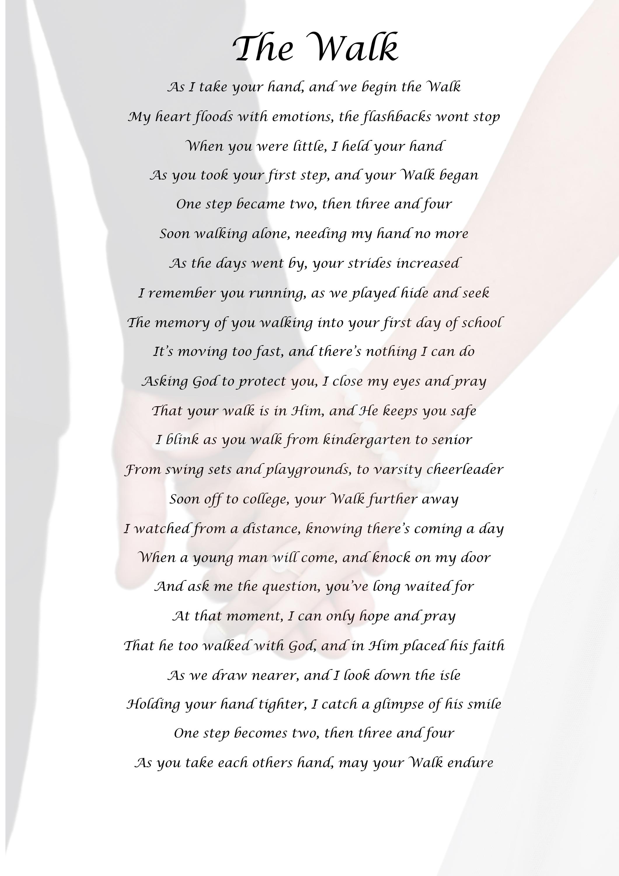 The Walk - A Wedding Poem. This Poem is a Heartfelt Reflection of Life ...