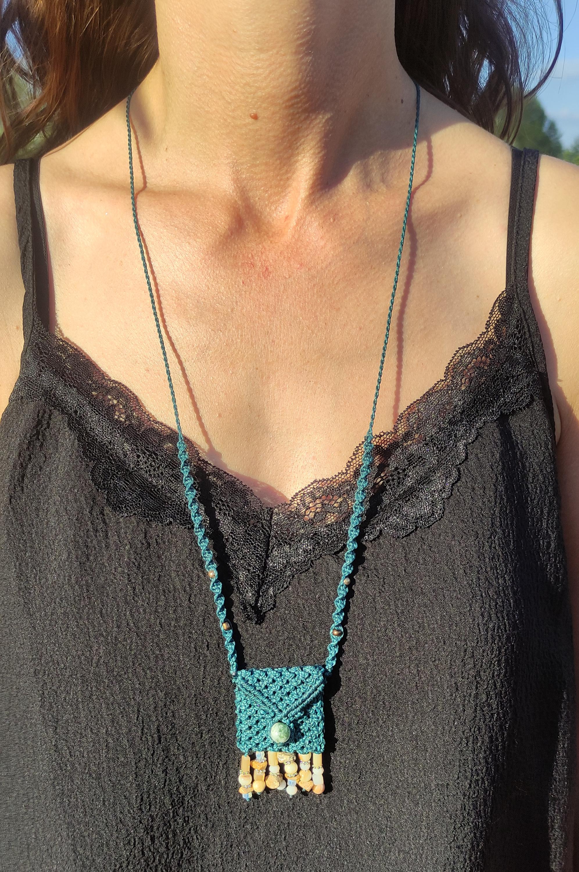 Long Boho Necklace Bag. Talisman Necklace Bag. Medicinal Neck Bag ...