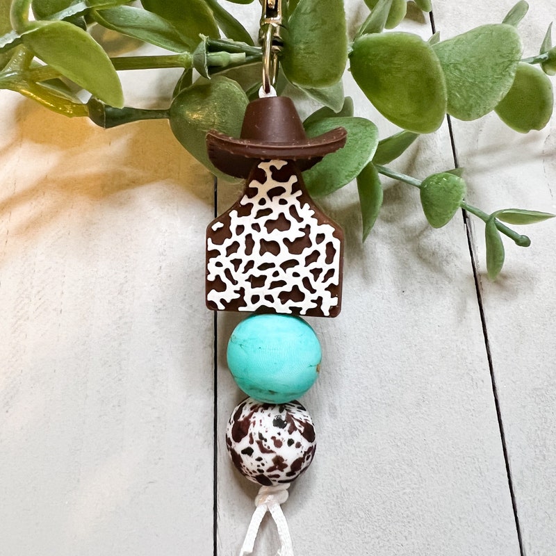 Cow Tag Keychain - Etsy