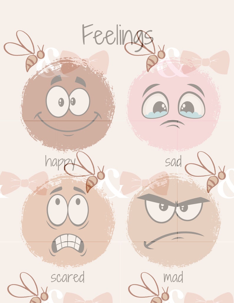 Toddler Emotions Poster, Neutral Simple Feelings Digital Download ...