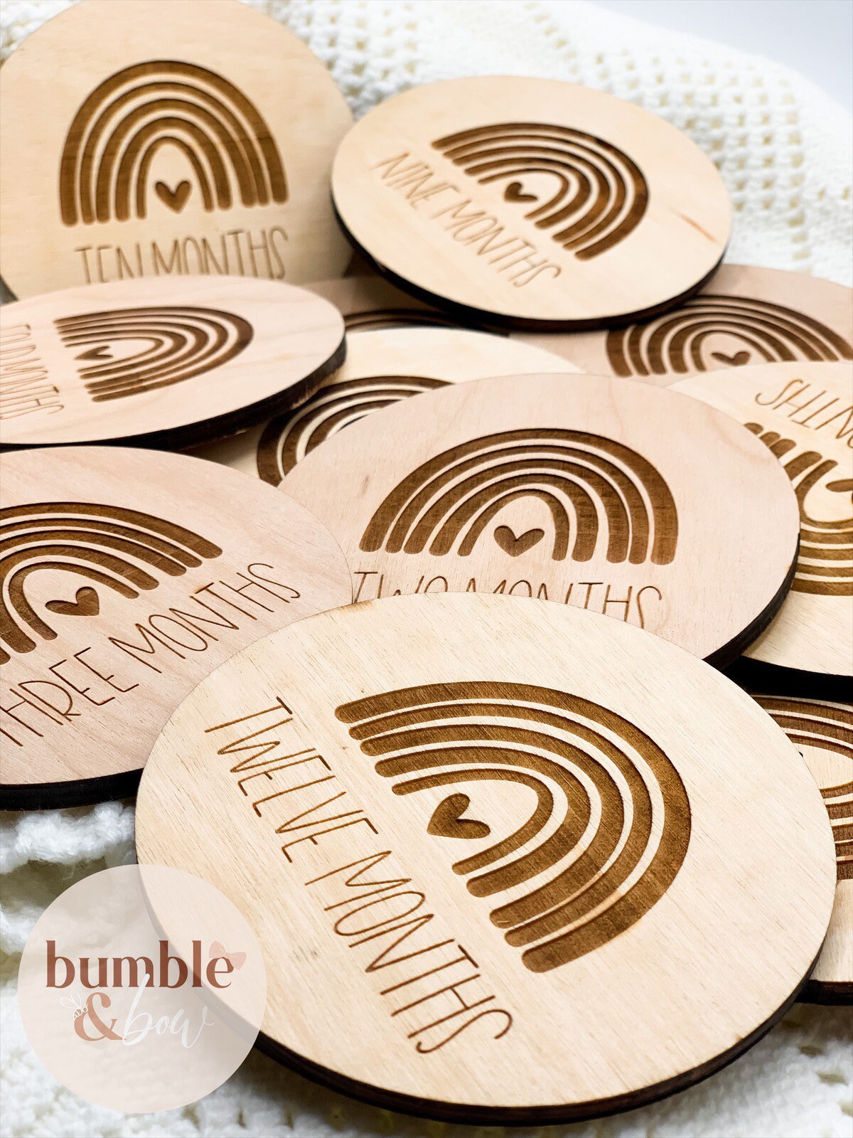 Baby Monthly Rainbow Milestone Wood Discs Wooden Milestone - Etsy