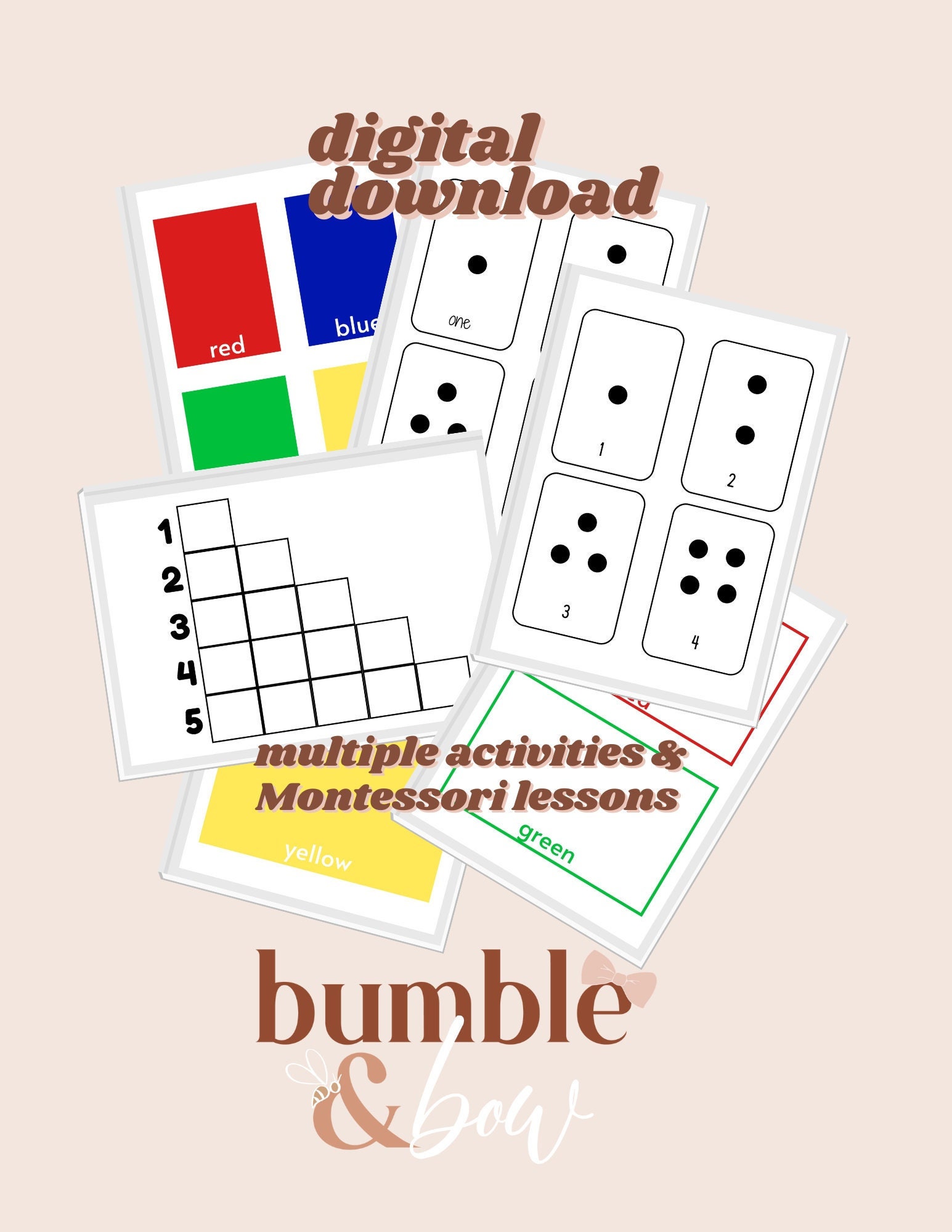 Montessori Printable Activity Bundle, Digital Preschool Math Numeral ...