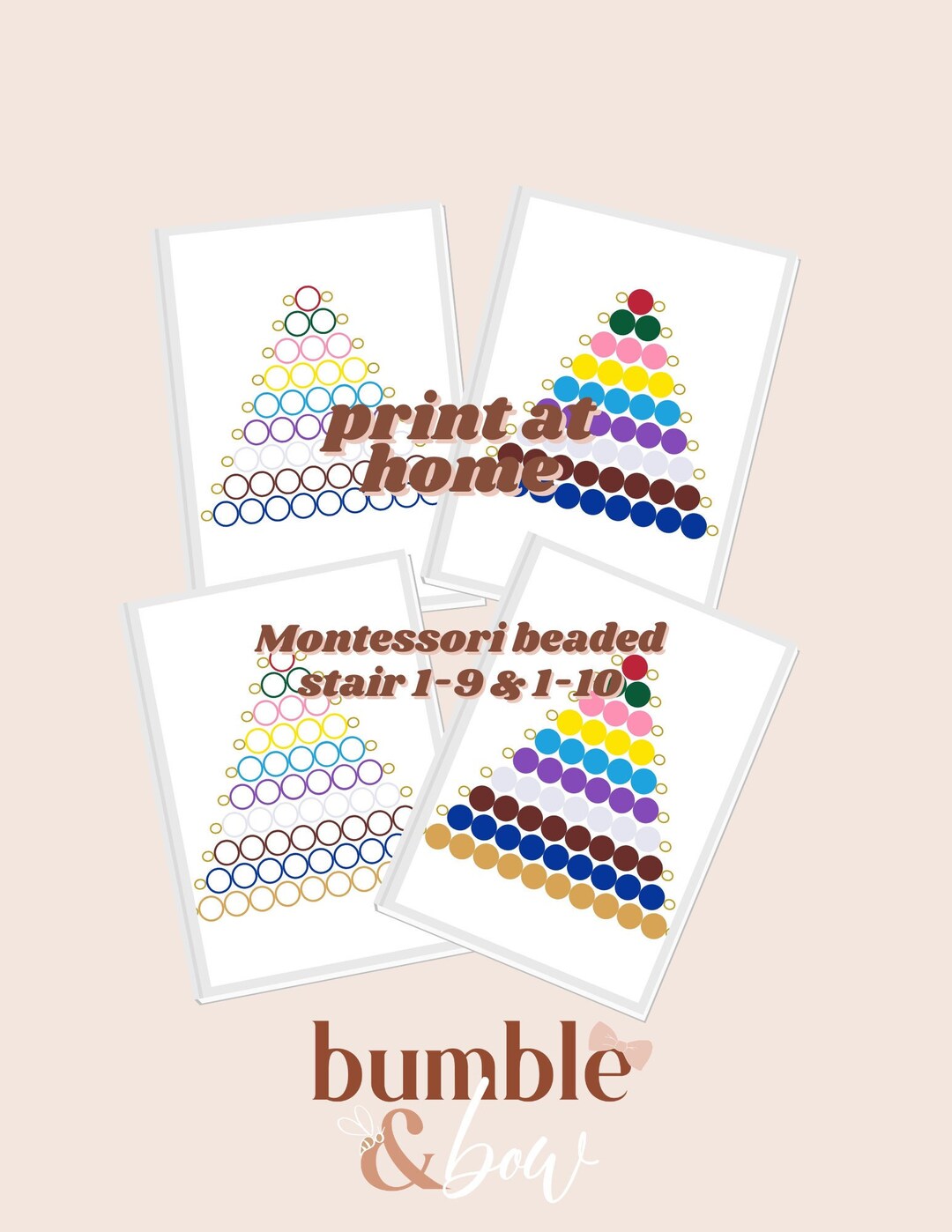 Montessori Printable Activity, Beaded Stair Coloring Page Digital ...