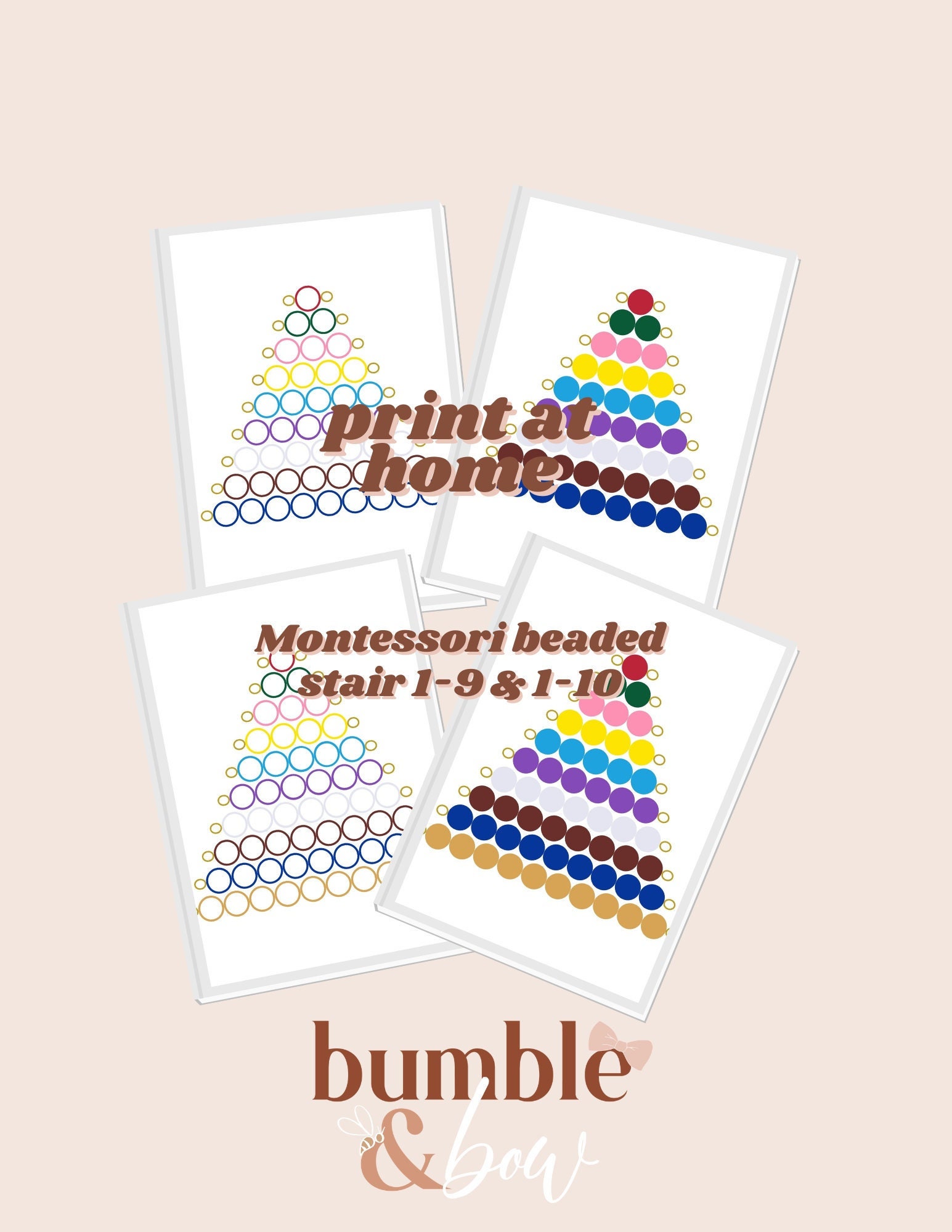 Montessori Printable Activity, Beaded Stair Coloring Page Digital ...