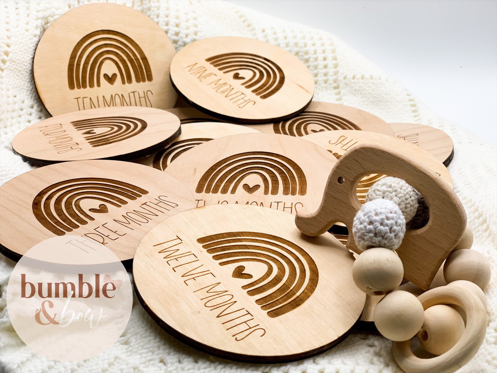 Baby Monthly Rainbow Milestone Wood Discs Wooden Milestone - Etsy