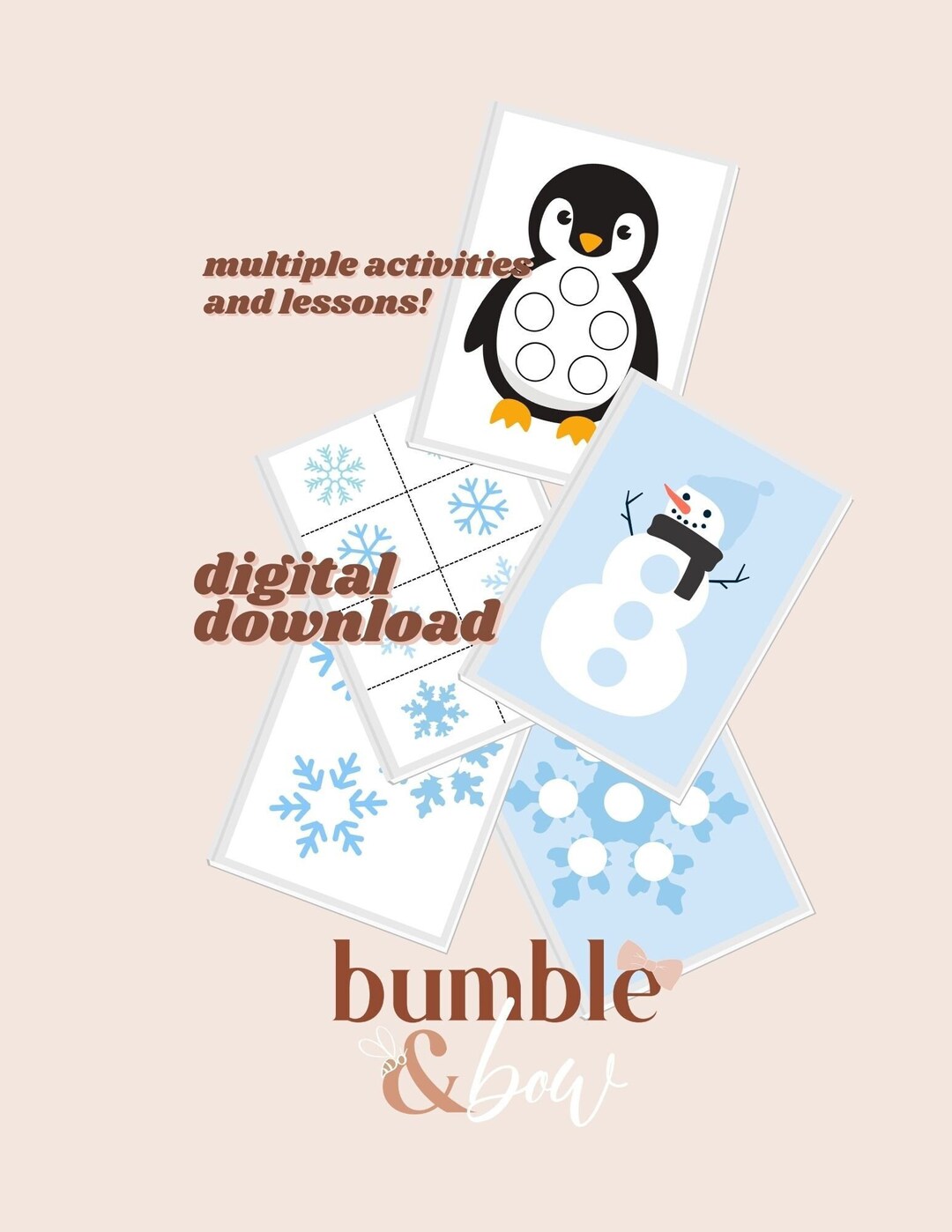 Montessori Preschool Winter Matching Cards, Dot Marker, Pom-pom ...