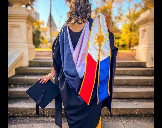 Philippines Flag Embroidered Graduation Stole | Sash | Scarf | Filipino ...