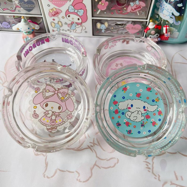 Sanrio Ashtray Hello Kitty My Melody Cartoon Glass Cute Girl Heart Home ...