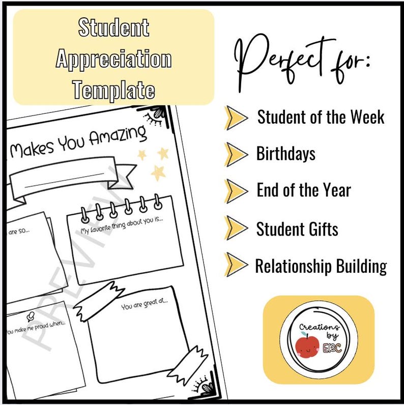 Student Appreciation Printable Template: Gift for Students (digital ...
