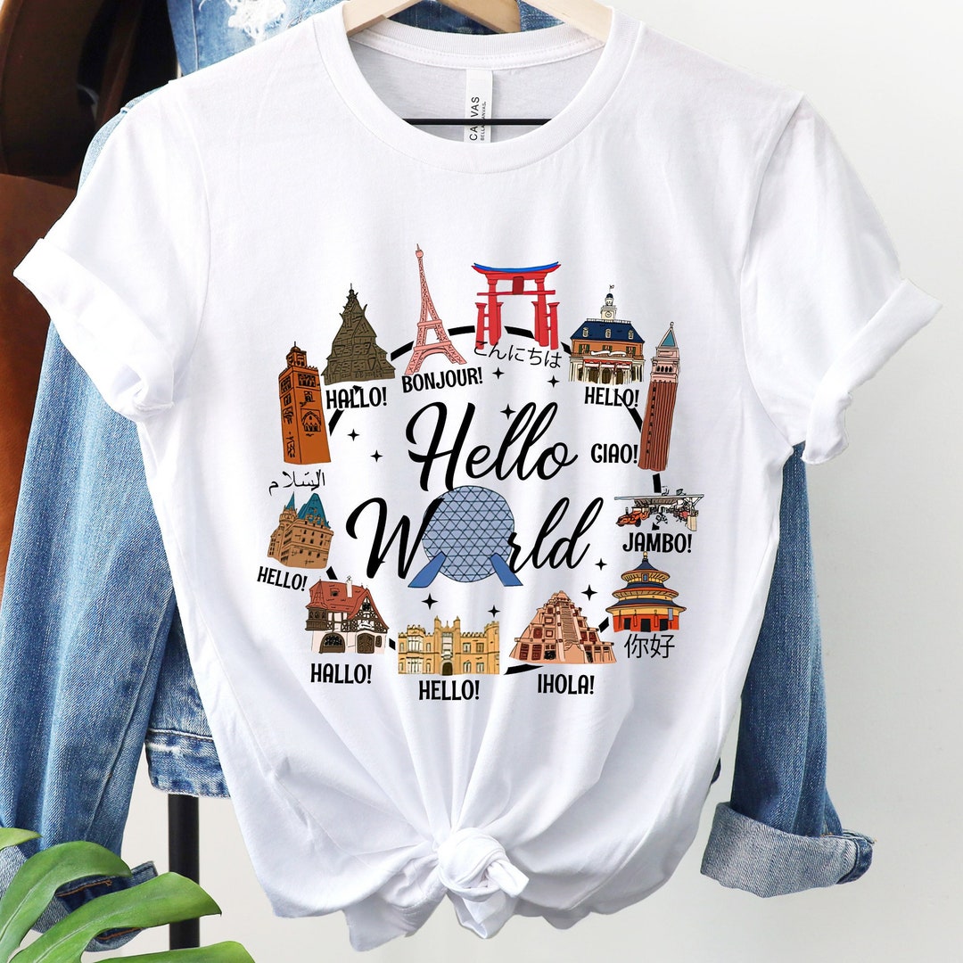 Disney Hello Shirt, Hello Bonjour Aloha Tee, Hola Jambo Tshirt, Small ...