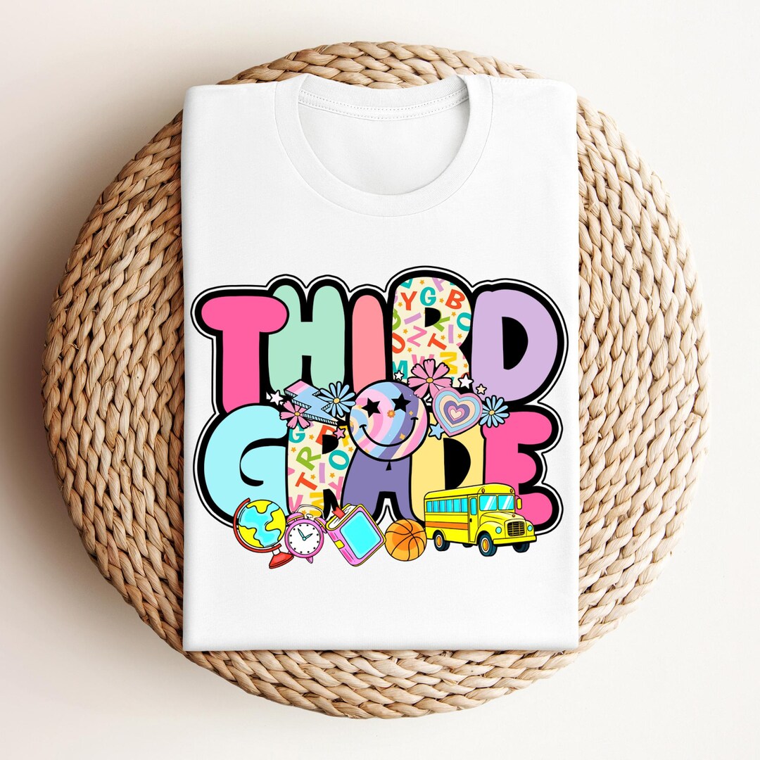 Third Grade Shirt for Girls and Boys, Cute Colorful Back to School T ...