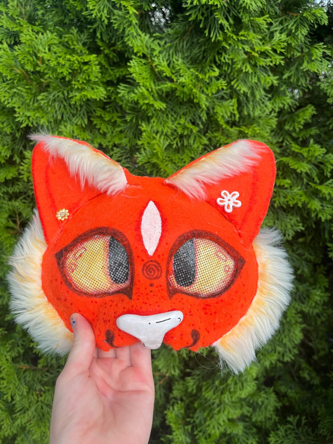 Lined Orange Therian Cat Mask - Etsy
