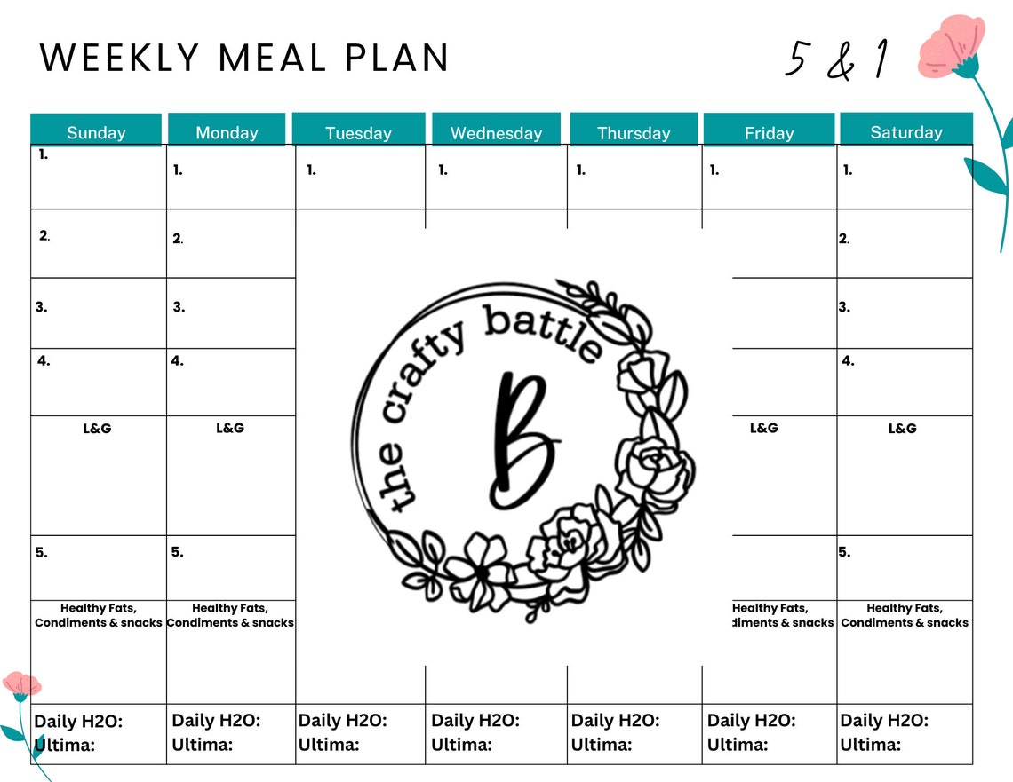 Optavia Weekly Meal Plan With Blank Printable Template. DIGITAL PDF ...