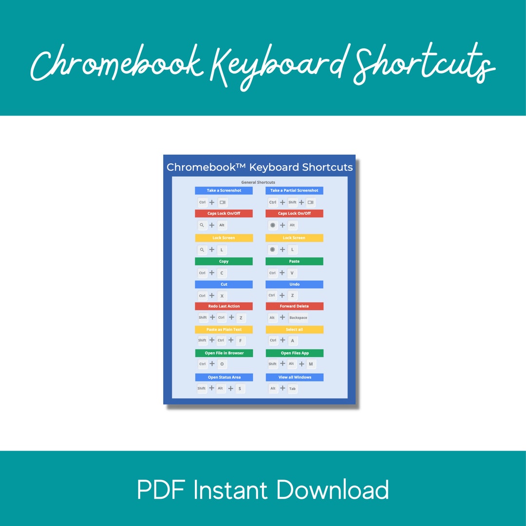 Chromebook Keyboard Shortcuts Cheat Sheet - Etsy
