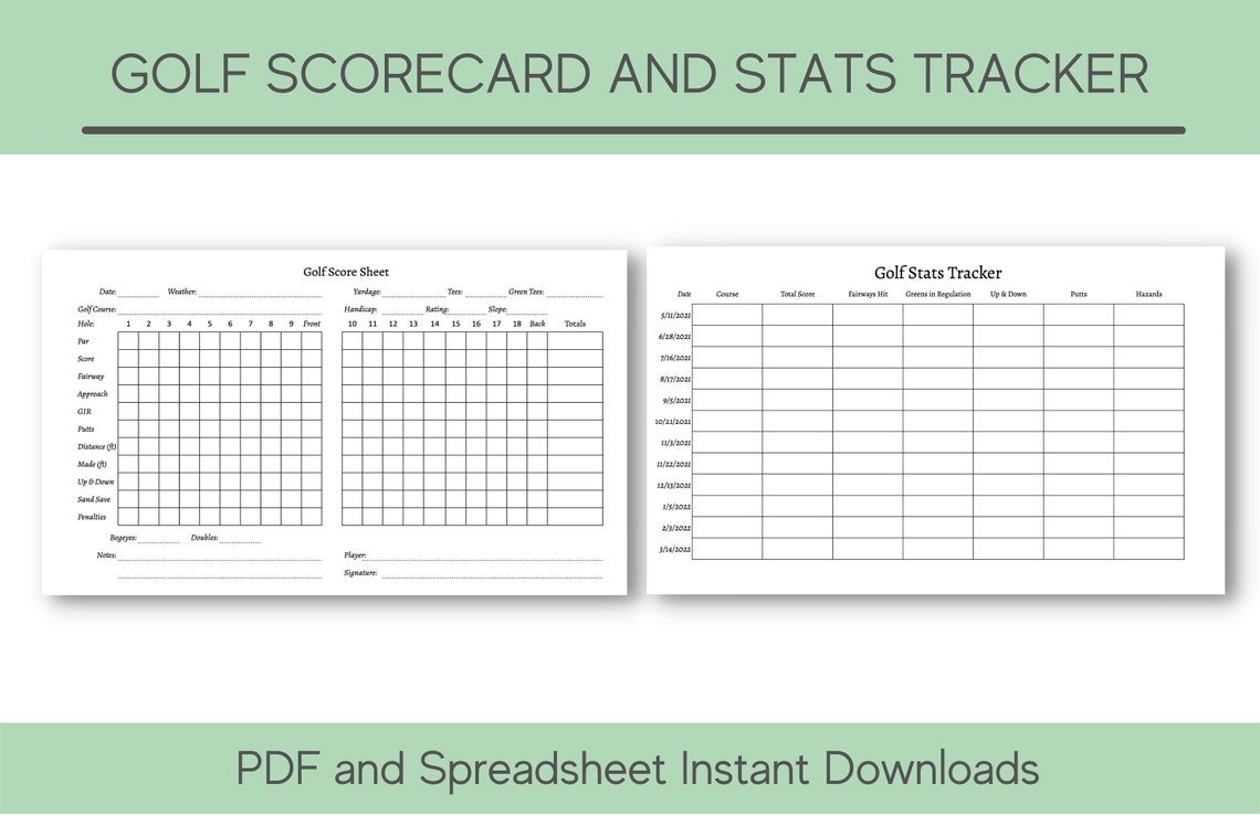 Golf Log Scorecard and Stats Tracker - Printable - Etsy