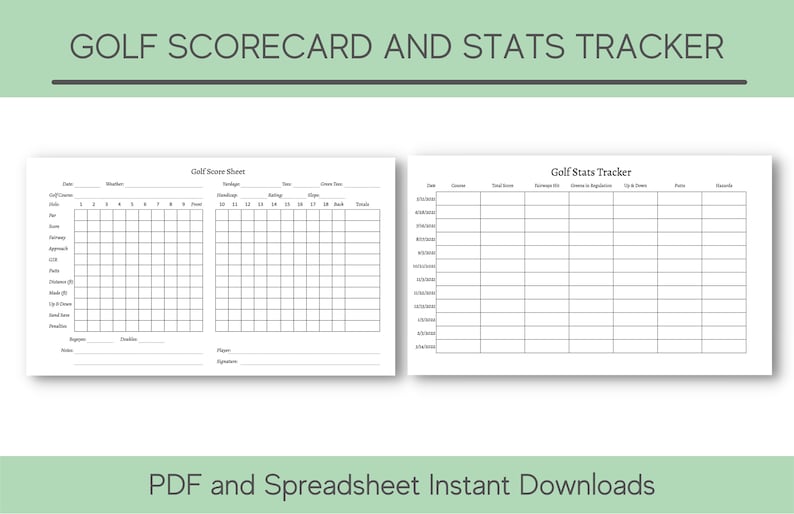 Golf Log Scorecard and Stats Tracker - Printable - Etsy