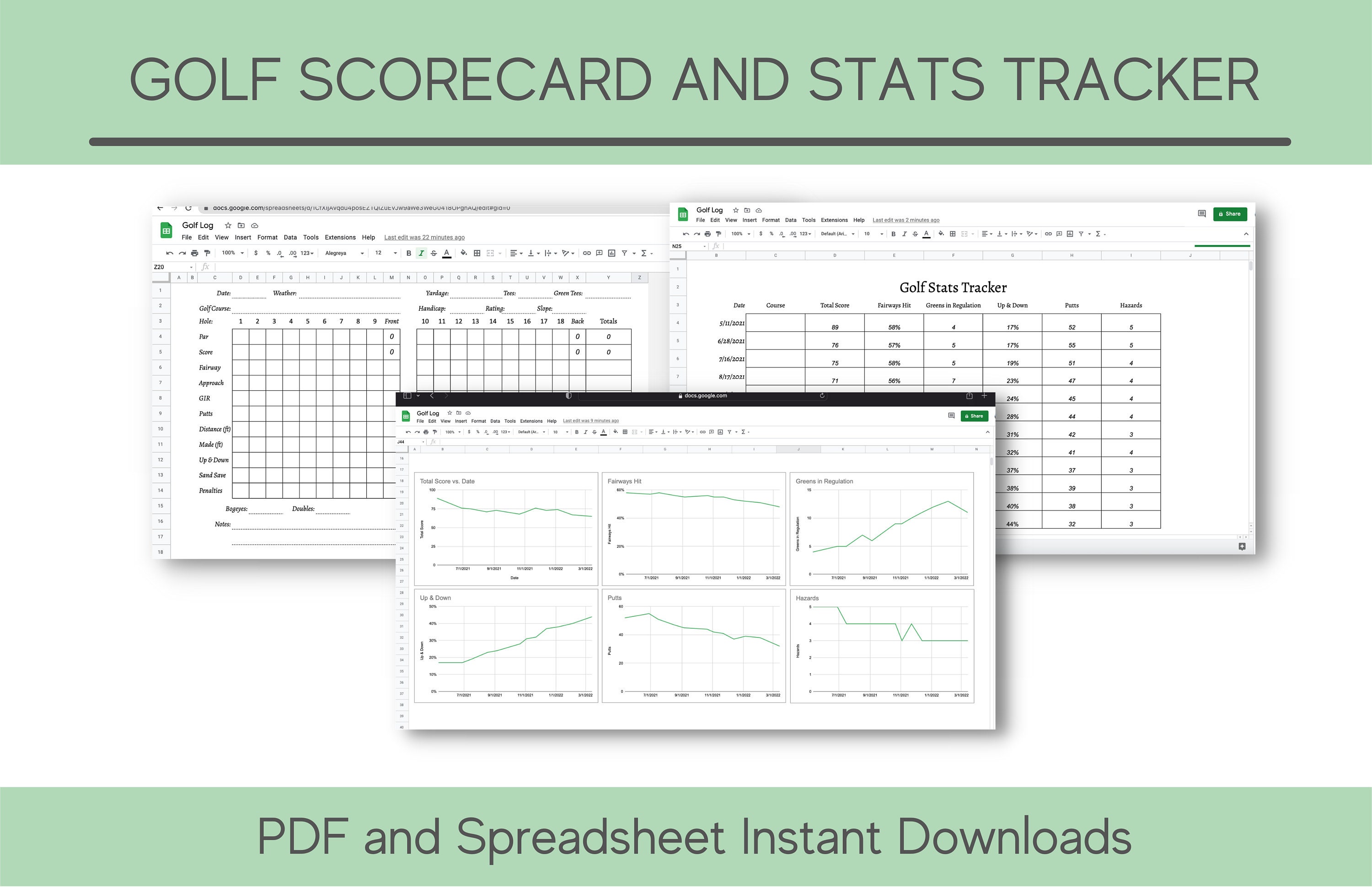 Golf Log Scorecard and Stats Tracker - Printable - Etsy