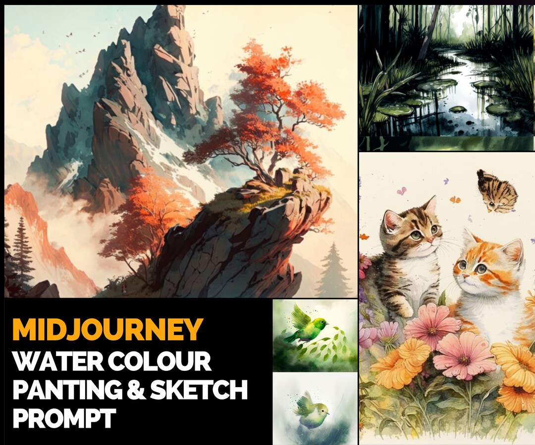 Midjourney Watercolor Painting , Sketch , Drawing Prompts Prompt Guide ...