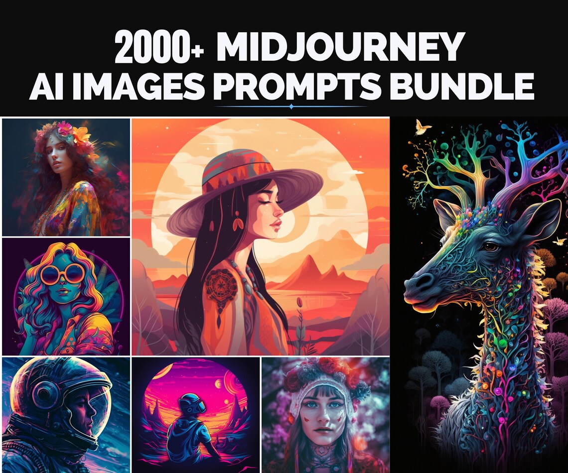 Midjourney AI Prompts Bundle 2000, Midjourney Prompts Tshirt Design ...