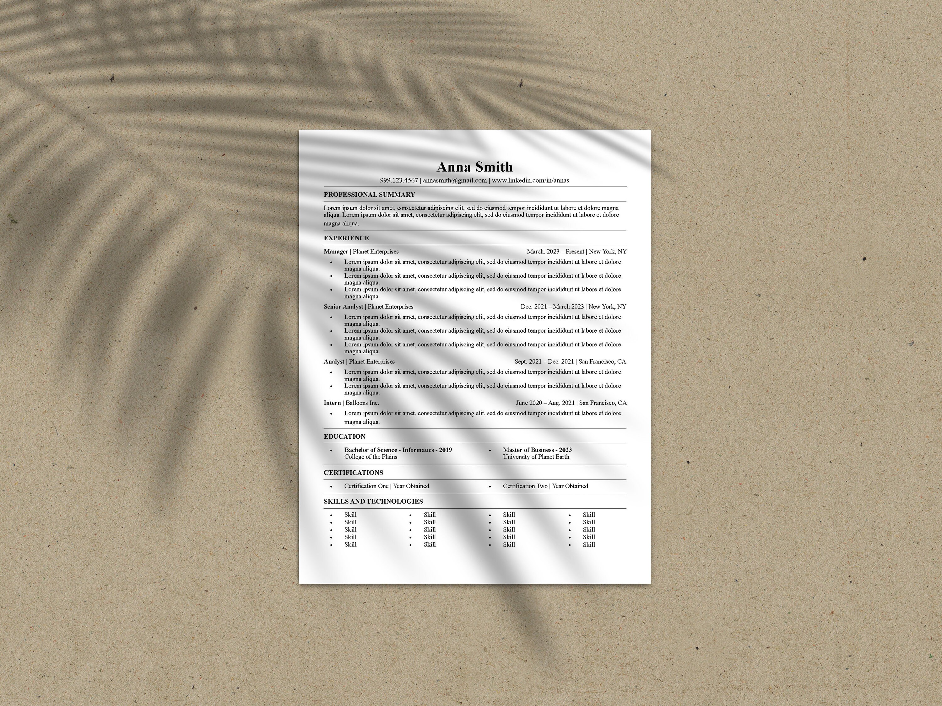 Professional Proven Resume Template | Word, Pages, Google Docs ...