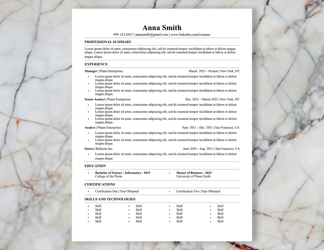 Professional Proven Resume Template | Word, Pages, Google Docs ...