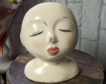 New Vintage Pottery Large Fat Lady Head Planter Vase Head Statue Doll ...