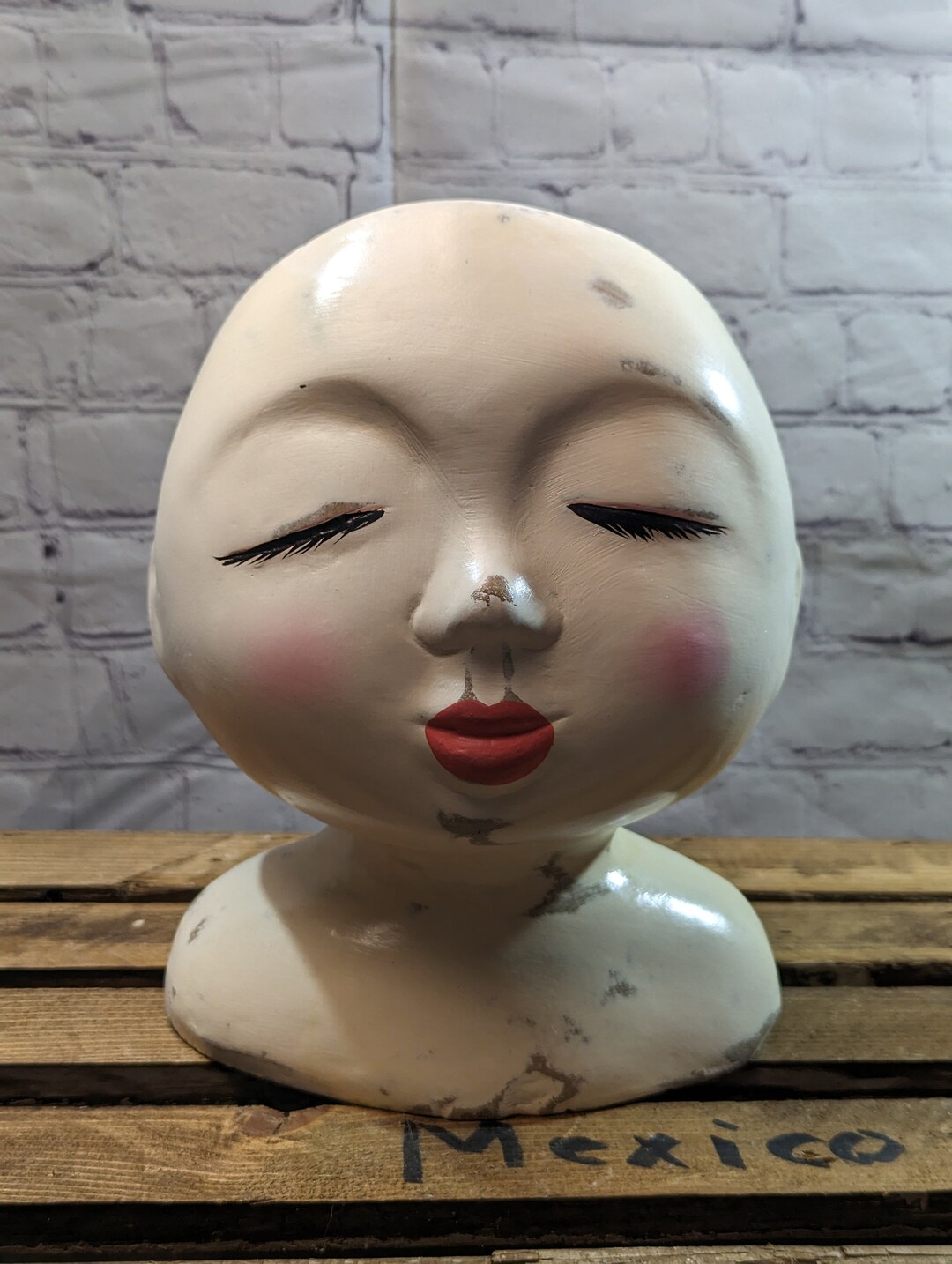 New Vintage Ceramic Pottery Large Lady Head Planter Vase Head Statue ...