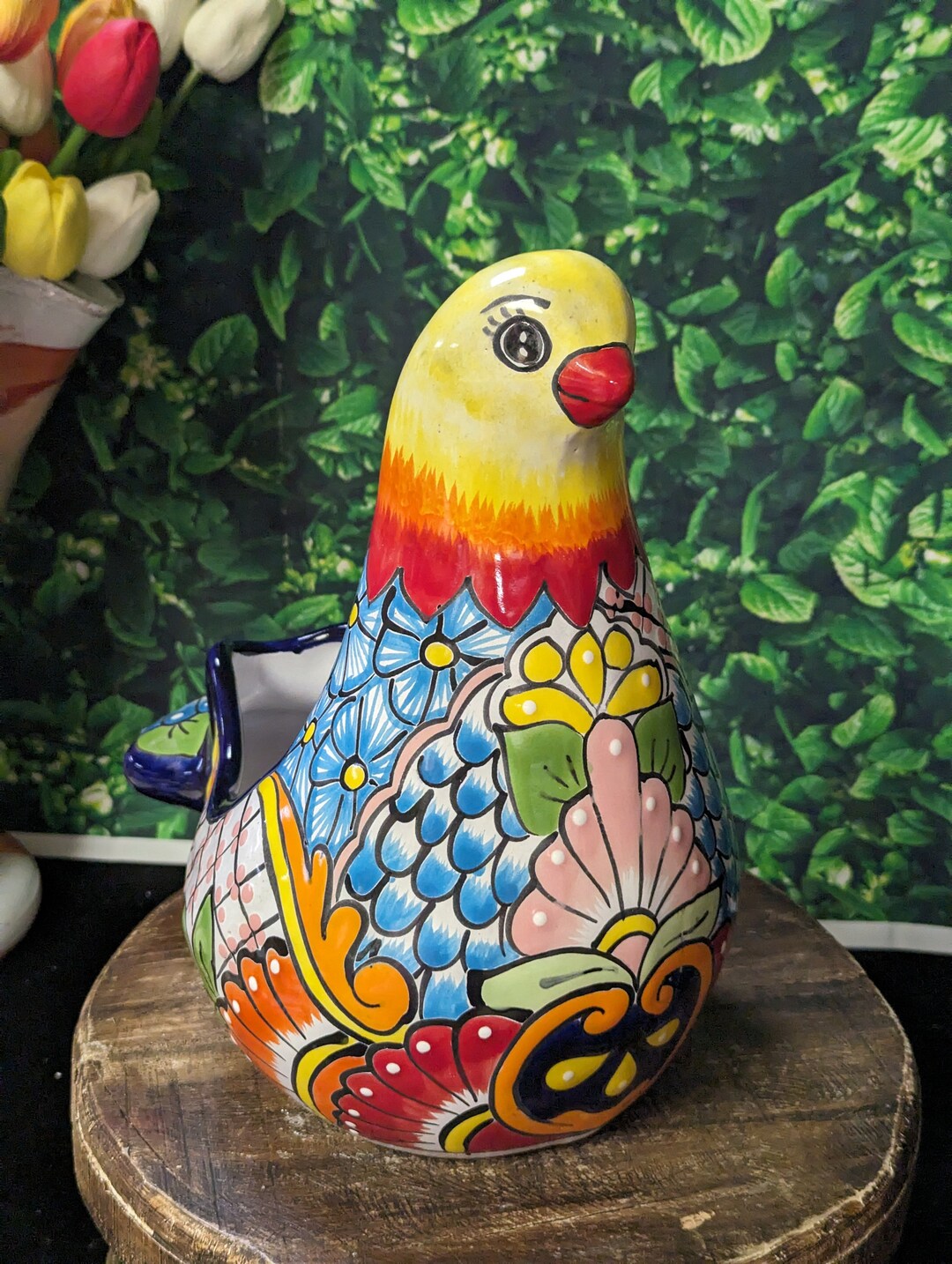 New Talavera Style Pigeon Dove Bird Colorful Yellow Orange Planter Hand ...