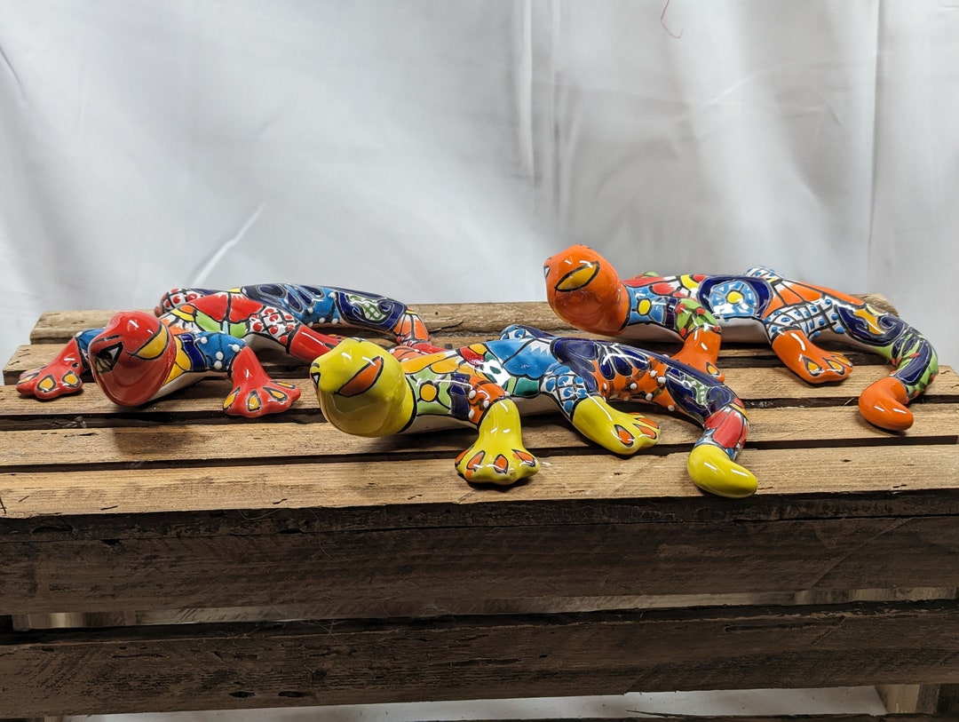 New Talavera Style Lizard Reptile Colorful Yellow Orange Red Green Blue ...