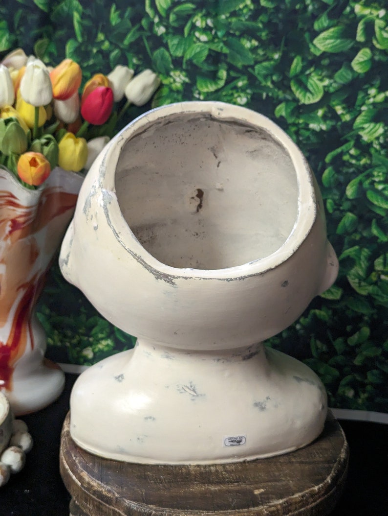 New Vintage Pottery Fat Large Lady Head Planter Vase Head Statue Doll ...