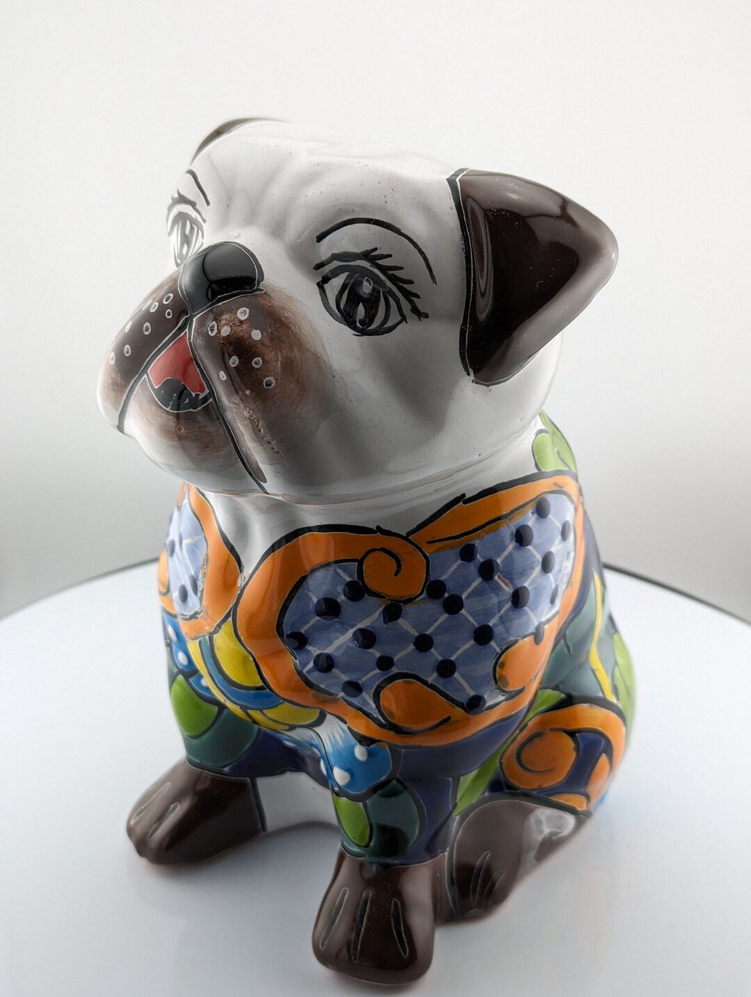 New Talavera Style Boxer Dog Colorful Brown White Planter Hand Made ...