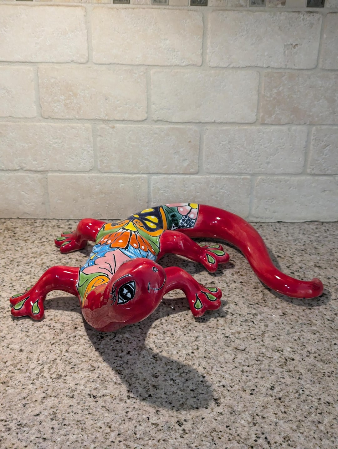 New Talavera Style Lizard Gecko Red Green Ceramic Pottery Western Wall ...