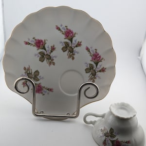 Very Good Condition Vintage Shell Shaped China Cup & Platter Moss Rose ...