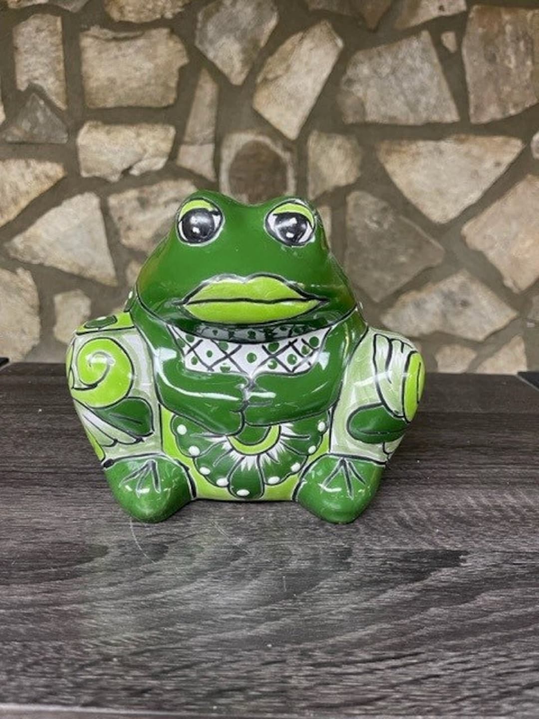 New Talavera Style Frog Light Dark Green Planter Hand Made in Mexico ...