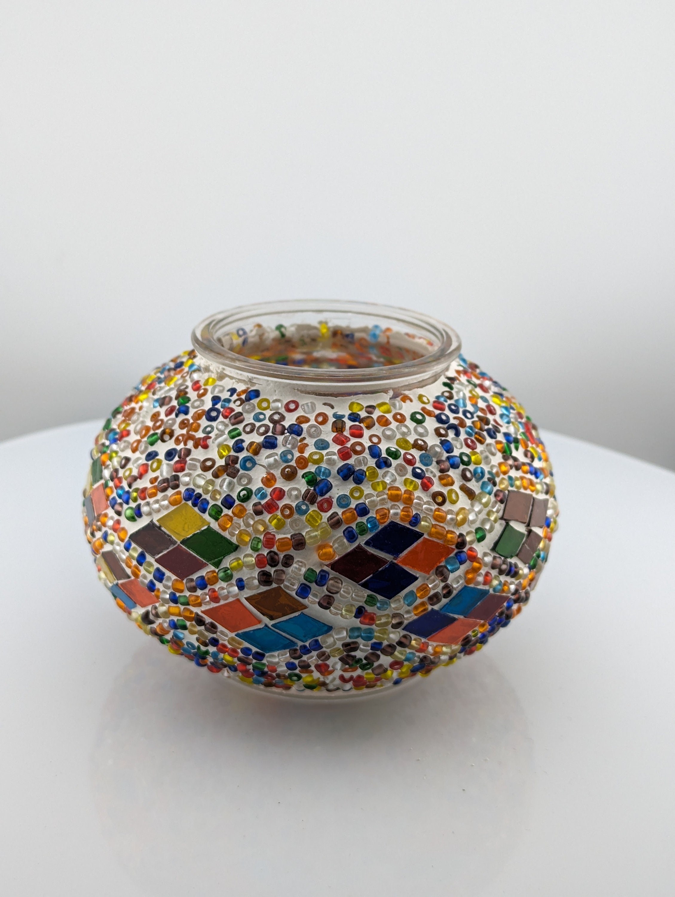 New Cut Glass Turkish Globe Round Colorful Blue Yellow White Orange ...