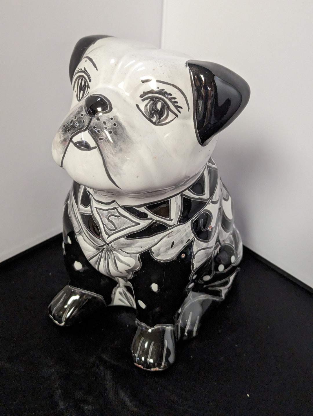 New Talavera Style Boxer Dog Black Gray Grey White Planter Hand Made ...
