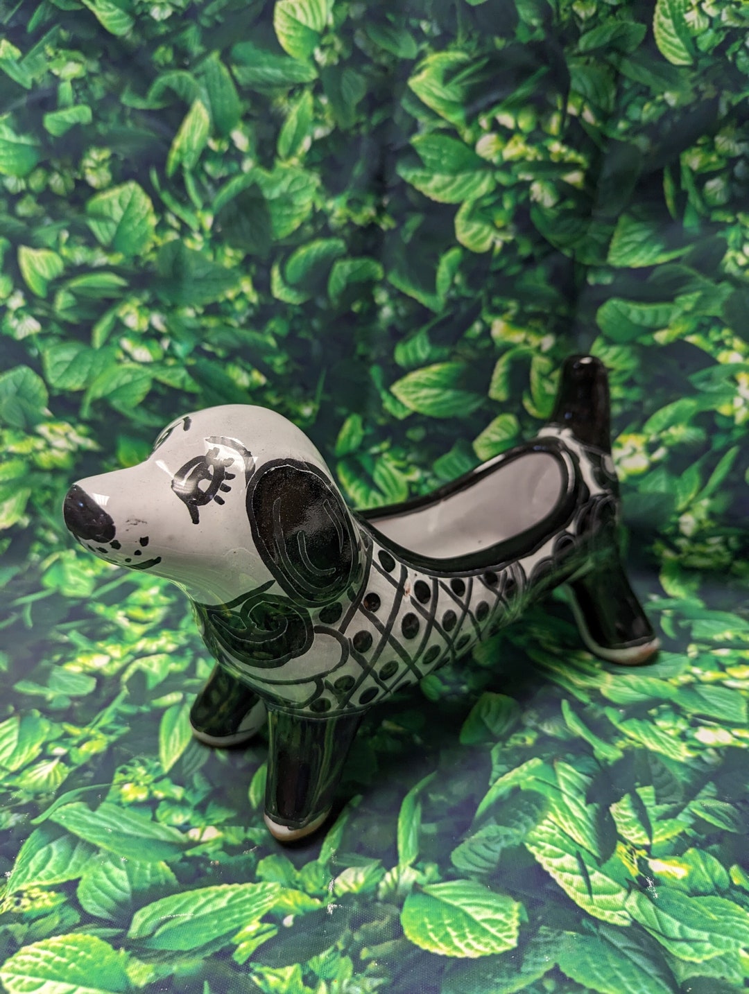 New Talavera Style Weiner Dog Dachshund Black White Grey Hand Made in ...
