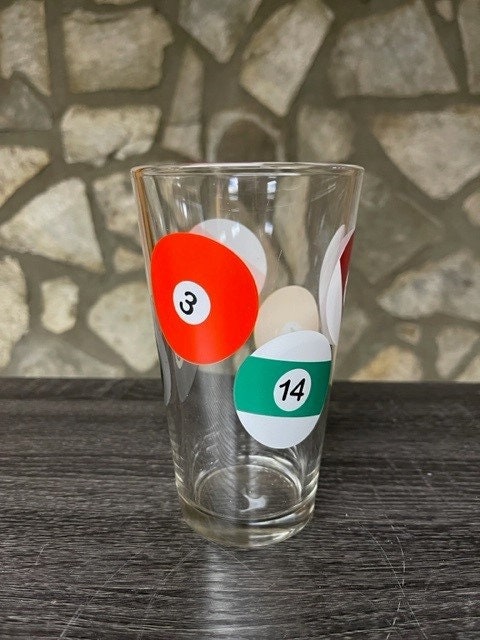 Excellent Billiard Pool Ball Drinking Glasses Very Heavy Billiards Pool ...