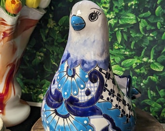New Talavera Style Pigeon Dove Bird Colorful Yellow Orange Planter Hand ...