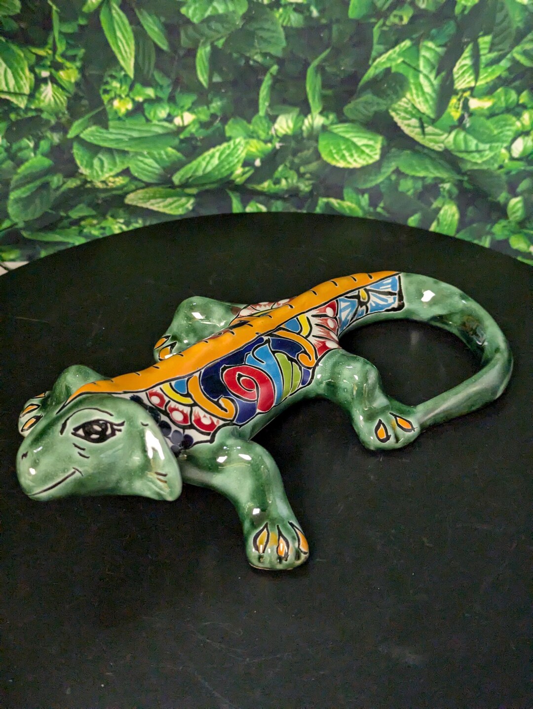 New Talavera Style Lizard Gecko Green Light Yellow Orange Red Colorful ...
