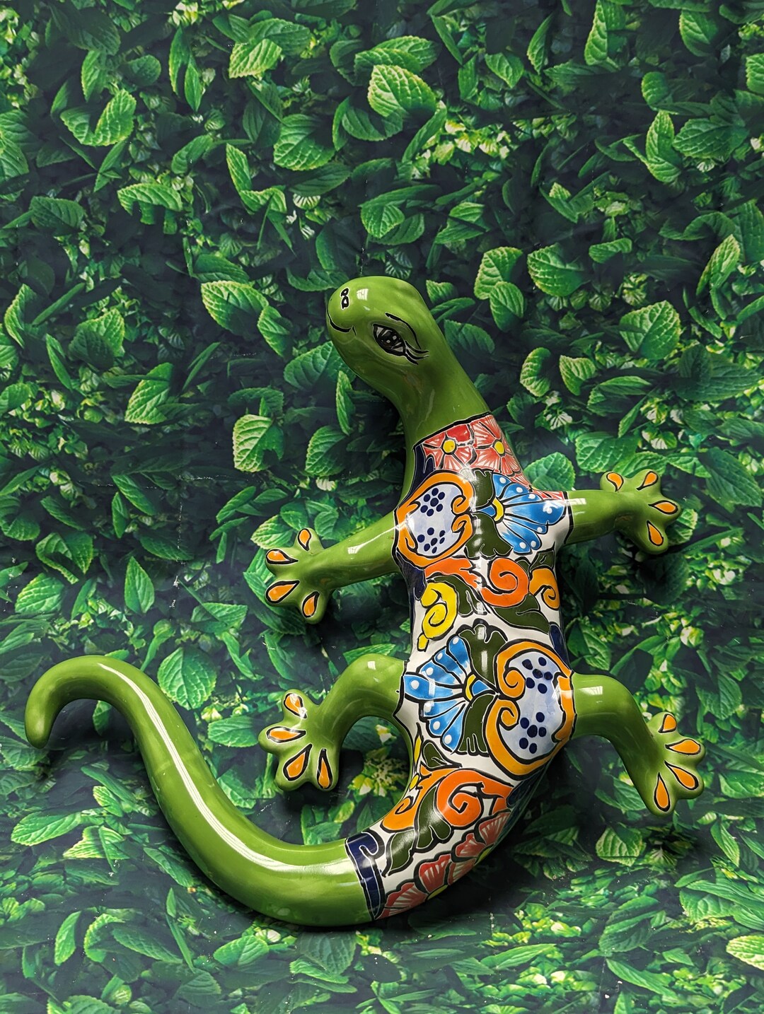 New Talavera Style Lizard Gecko Green Reptile Ceramic Pottery Western ...