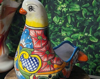 New Talavera Style Pigeon Dove Bird Colorful Yellow Orange Planter Hand ...