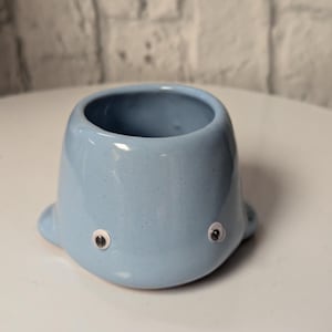 New Baby Sky Light Blue Pottery Whale Succulent Pot Planter Hand Made ...