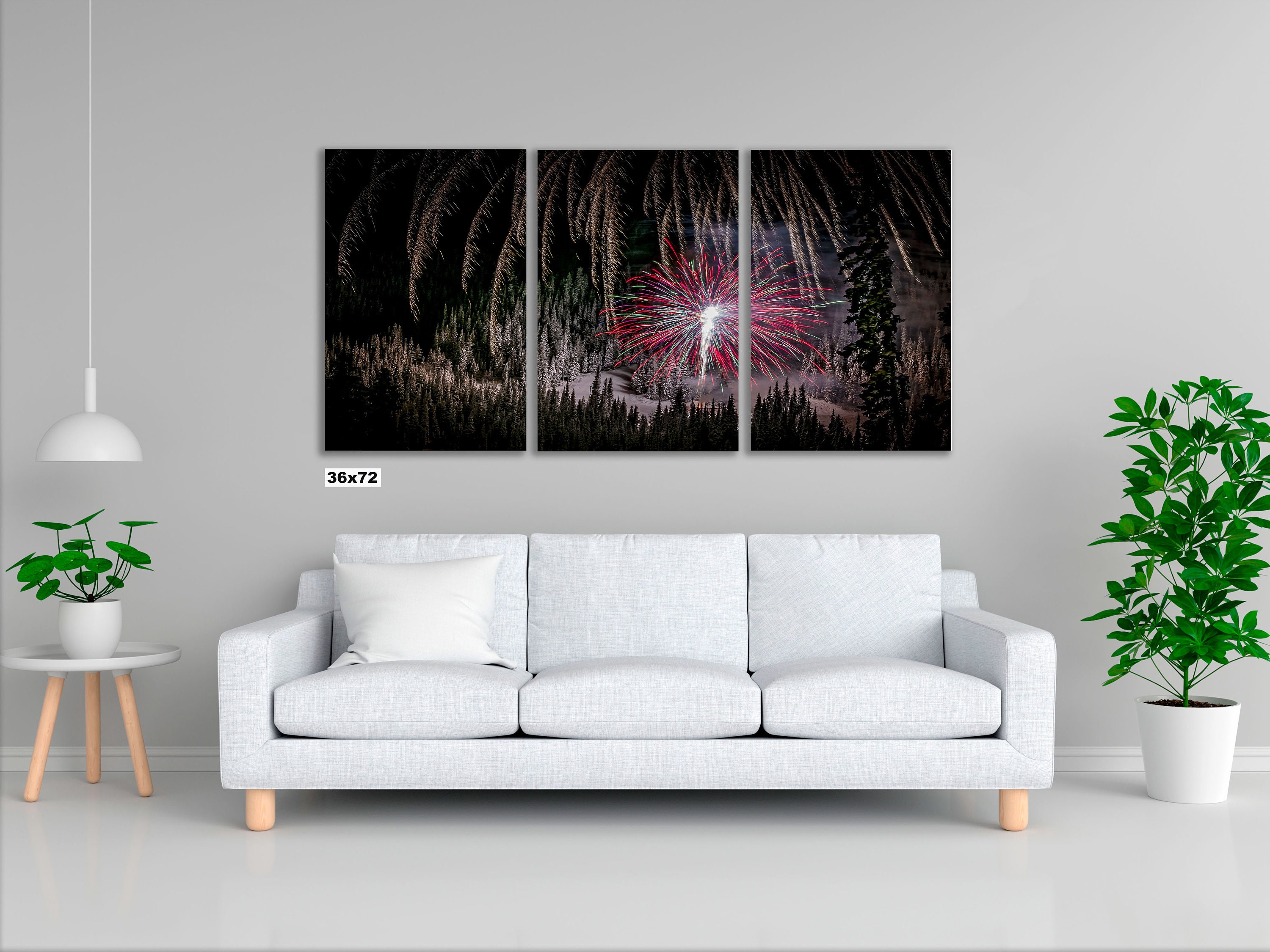 New Year's Eve Fireworks at Sun Peaks Fireworks Canvas - Etsy